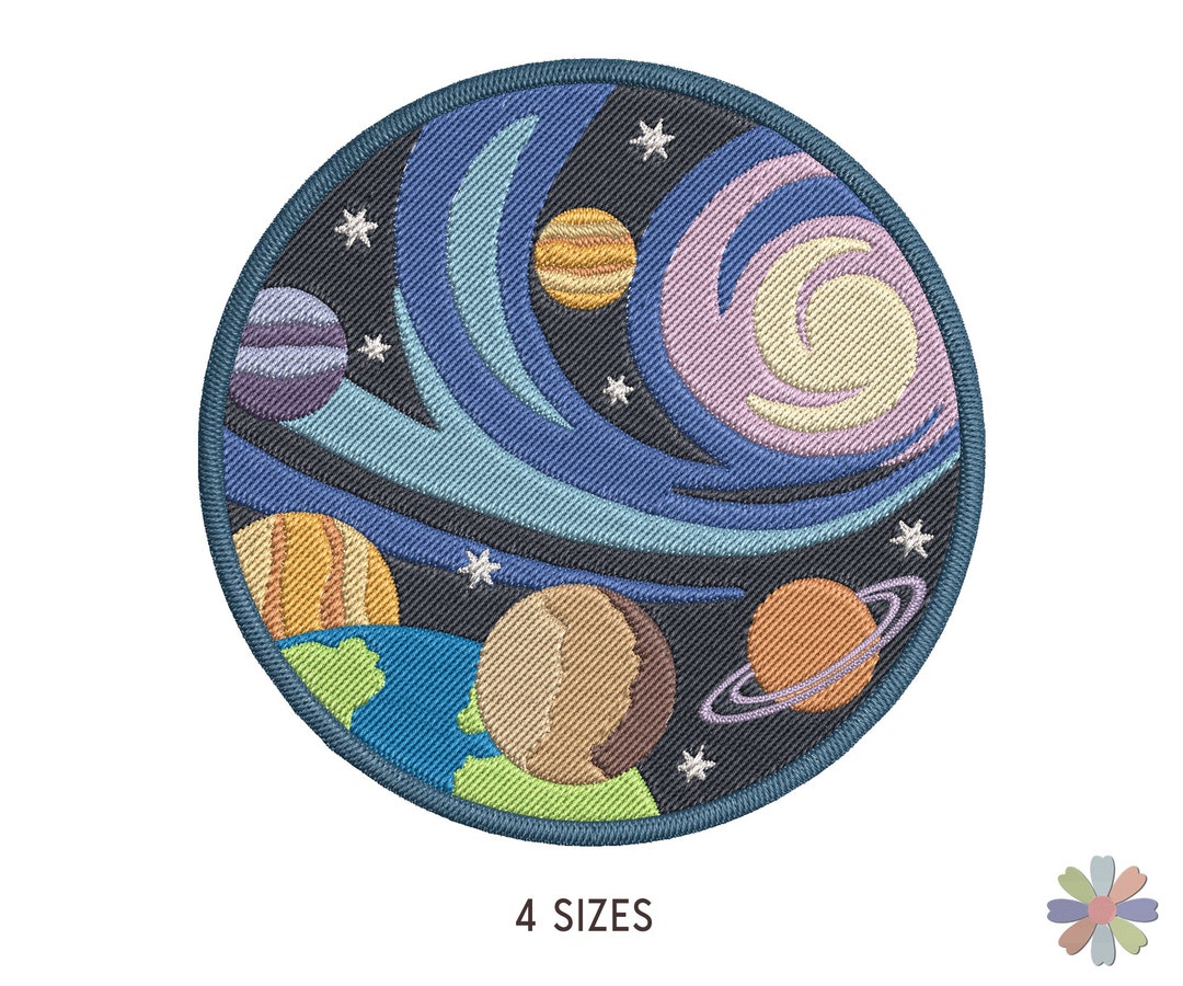 Earth Planets Galaxy and Stars Embroidery Design: Space Scene (multi ...