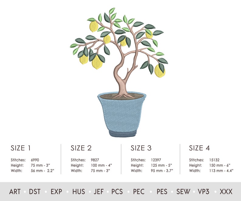 Lemon Tree in Pot Embroidery Design: Nature Trees Scene (multi Format ...