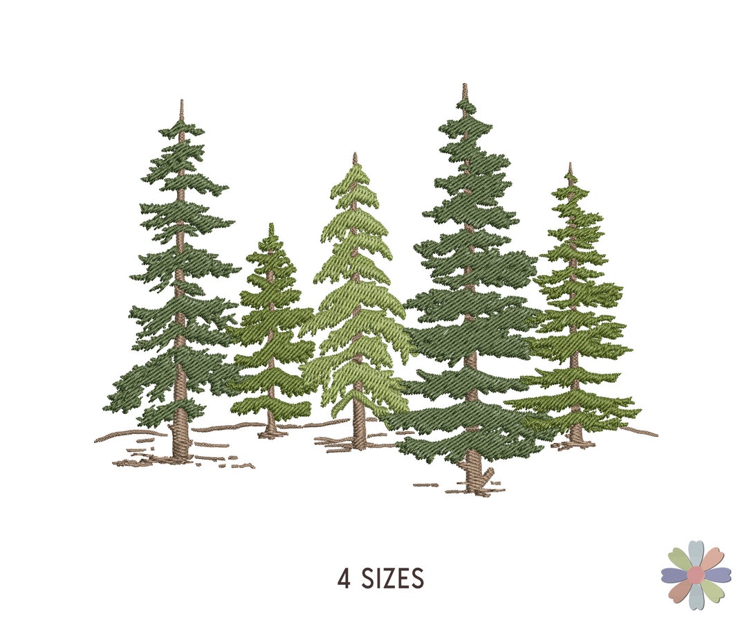 Forest Pine and Fir Trees Embroidery Design: Nature Scene (multi Format ...