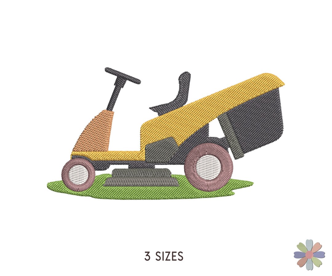Lawn Mower Ridding Mowing Grass Embroidery Design. Machine Embroidery ...