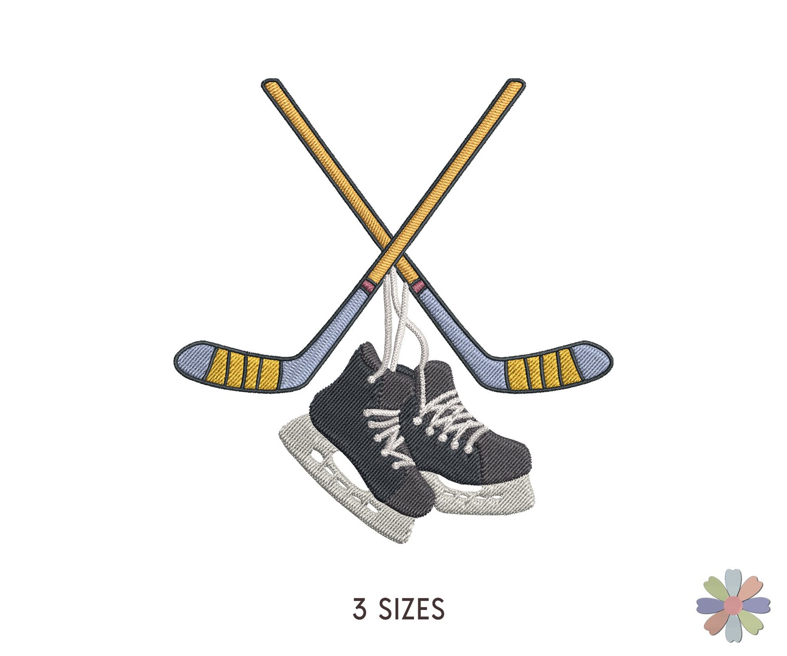Pair of Hockey Skates and Sticks Embroidery Design. Machine - Etsy