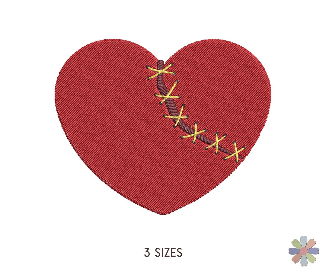 Broken Red Heart and Scars Embroidery Design. Machine Embroidery ...