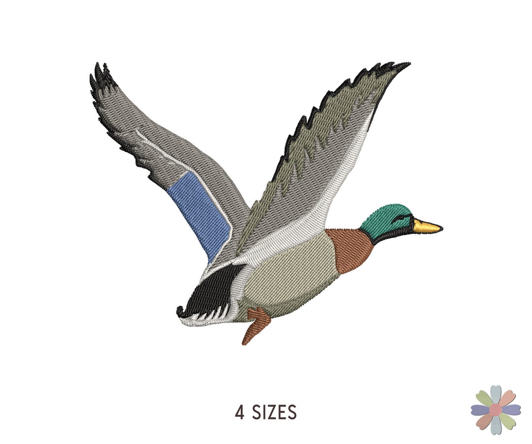 Flying Mallard Duck Twini Embroidery Design. Machine - Etsy