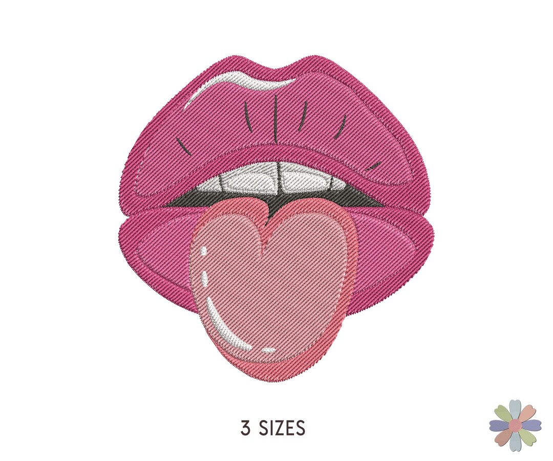 Open Mouth Lips Teeth With Tongue Embroidery Design. Machine Embroidery ...