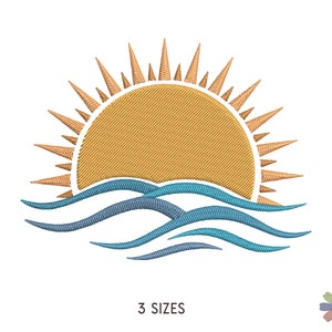 Sea Waves and Raising Sun Embroidery Design: Sea Ocean Scene (multi ...