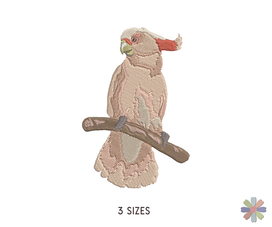 Pink Cockatoo on Branch Embroidery Design Onni: Birds Scene (multi ...