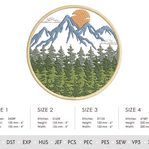 Pine and Fir Forest in Mountains Embroidery Design. Machine Embroidery ...