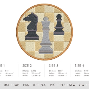 Chess Pieces and Chess Board Embroidery Design Onni. Machine Embroidery ...