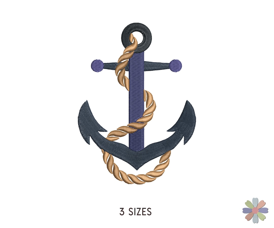 Ship Anchor With Rope Onni Embroidery Design: Sea Ocean Scene (multi ...