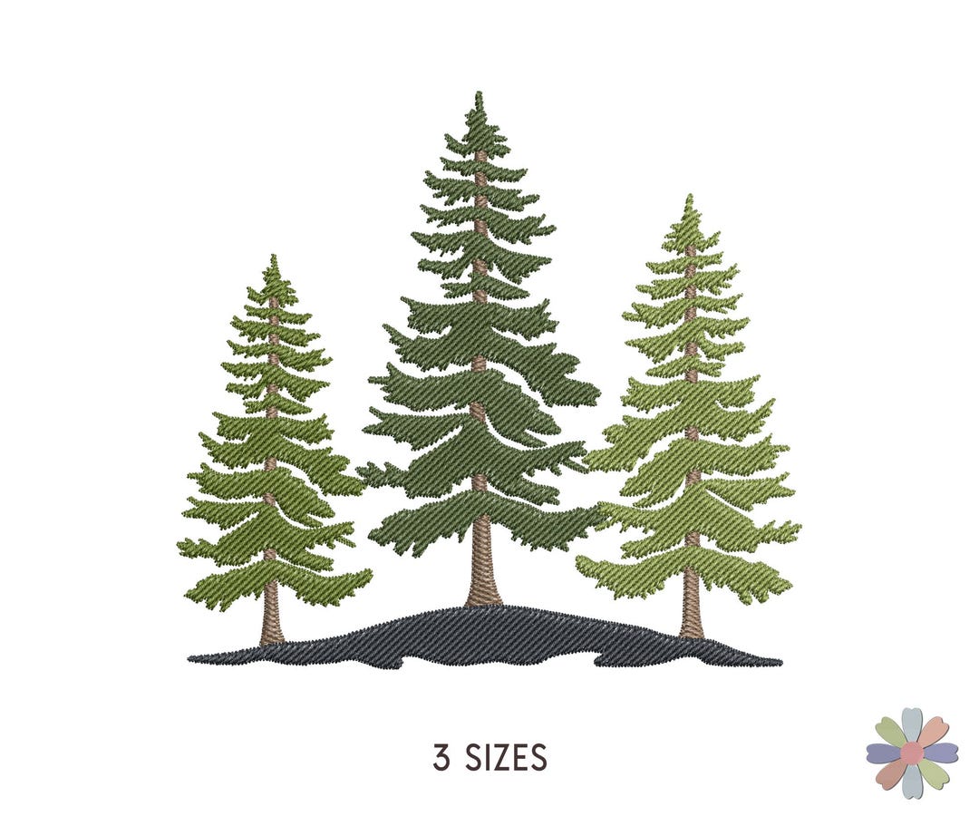 Three Pine Trees on Ground Embroidery Design. Machine Embroidery ...