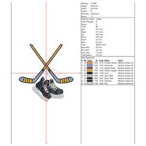 Pair of Hockey Skates and Sticks Embroidery Design. Machine Embroidery ...
