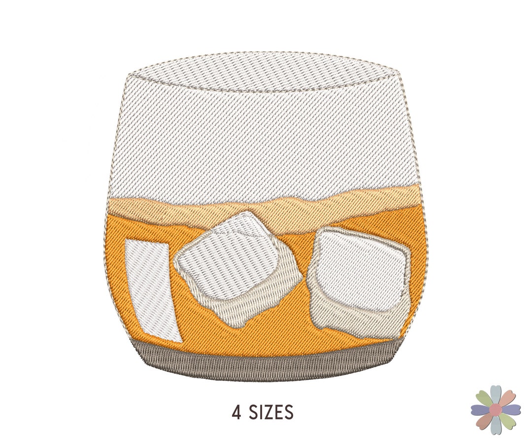 Whisky With Ice Glass Embroidery Design. Machine Embroidery - Etsy