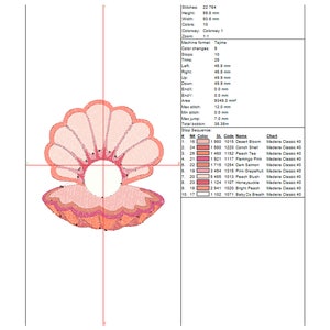 Ocean Pearl Shell Open Embroidery Design Onni. Machine Embroidery Sea ...