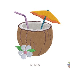 Beach Cocktail From Coconut Embroidery Design. Machine Embroidery ...
