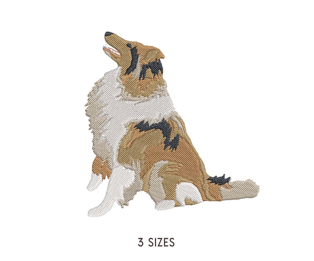 Collie Dog Sitting Embroidery Design Onni. Dog Machine Embroidery ...
