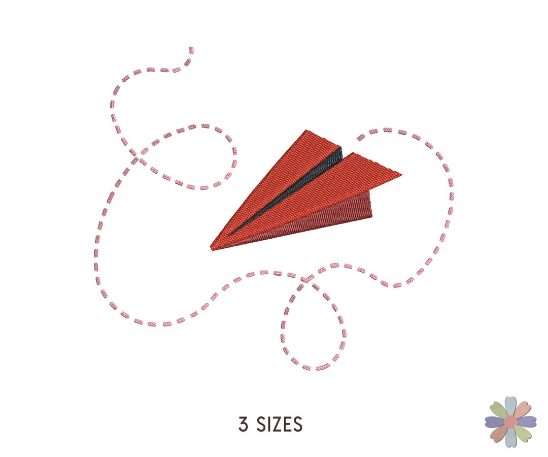 Paper Airplane With Route Back to School Embroidery Design. Machine ...