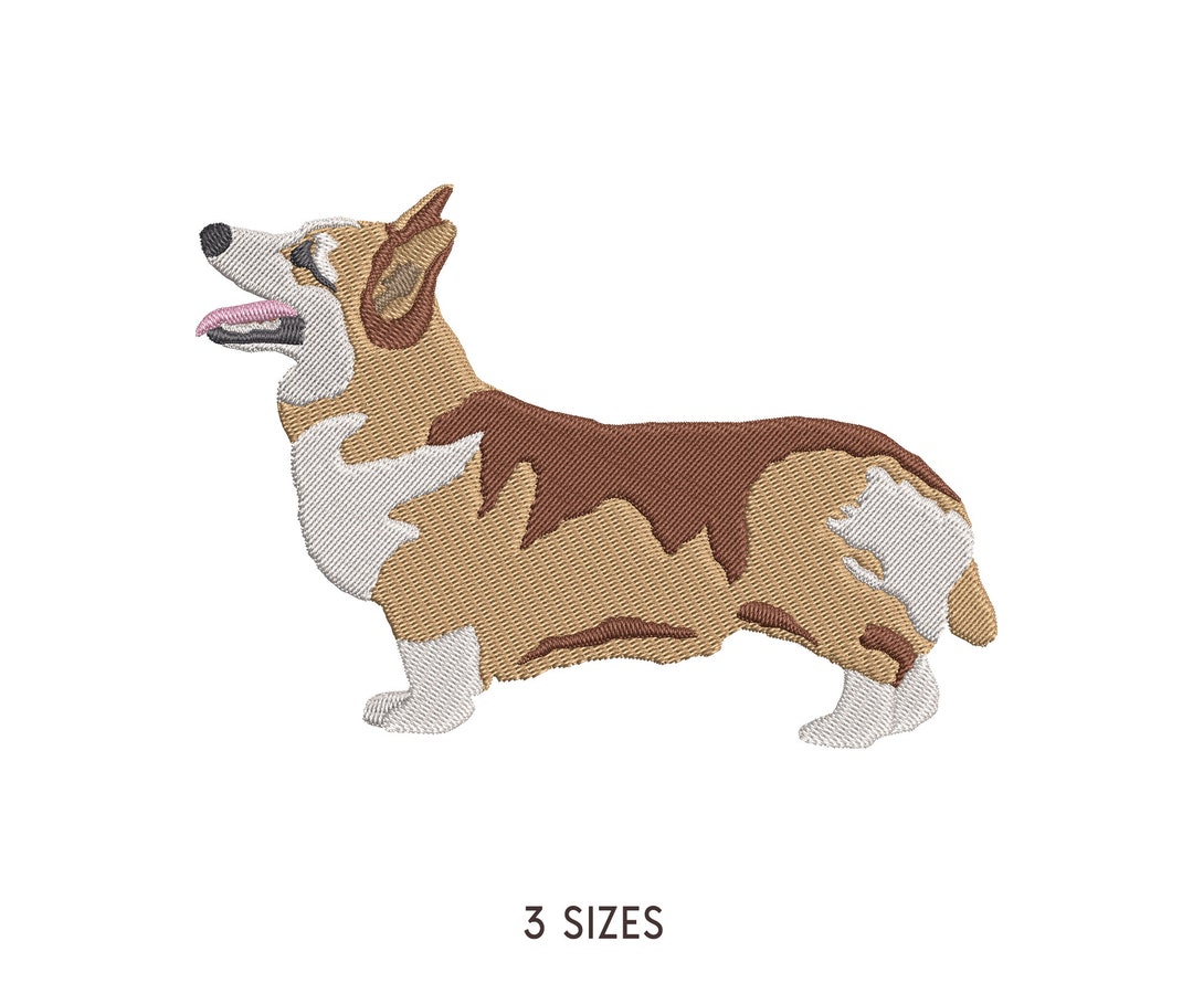 Corgi Dog Staying Embroidery Design Onni. Dog Machine Embroidery ...