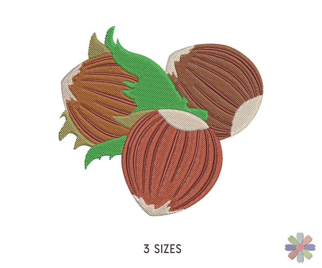 Hazel Tree Leaves and Hazelnut Embroidery Design Twinni. Machine ...