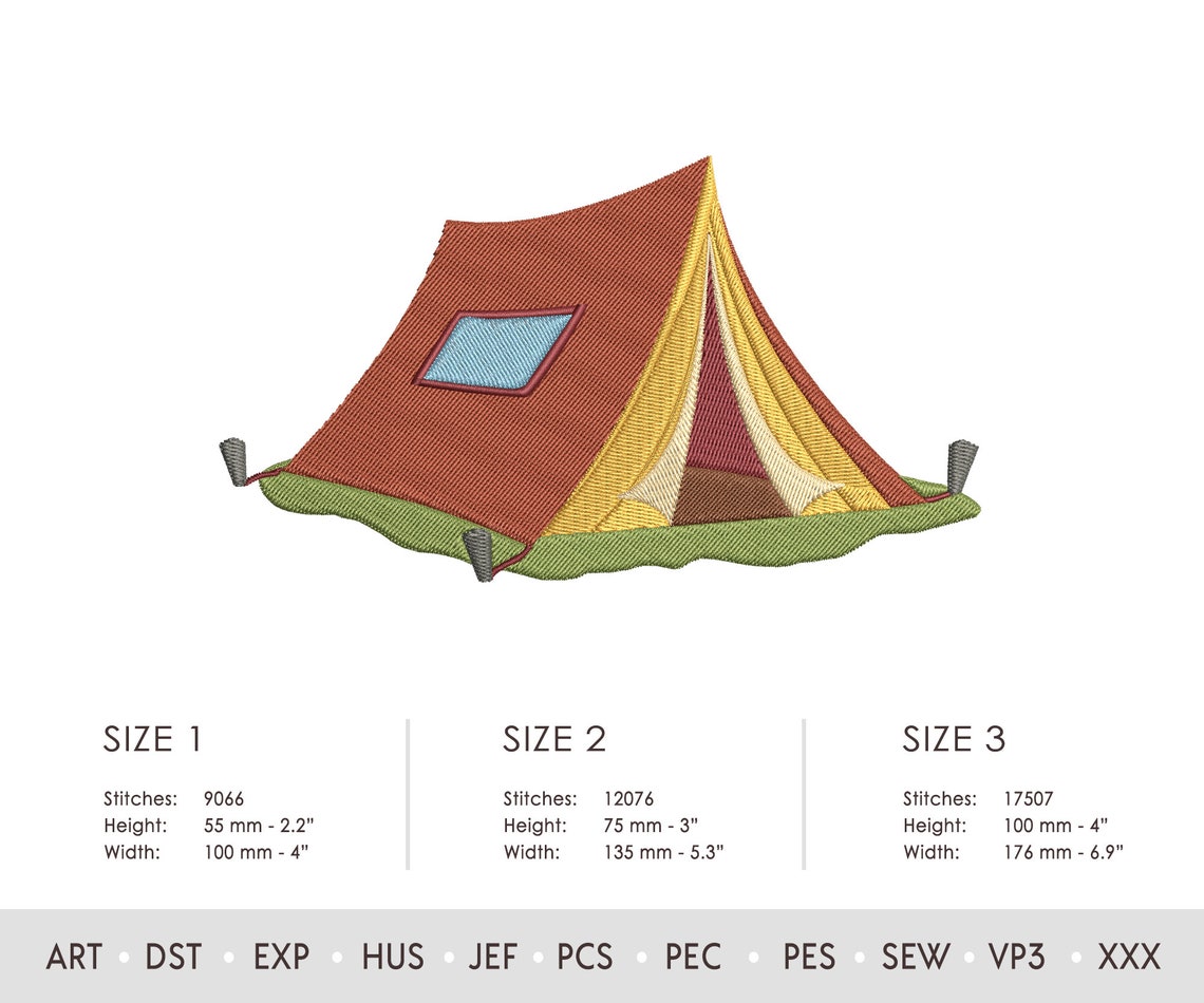 Camping Tent on Grass Embroidery Design: Lifestyle Scene (multi Format ...