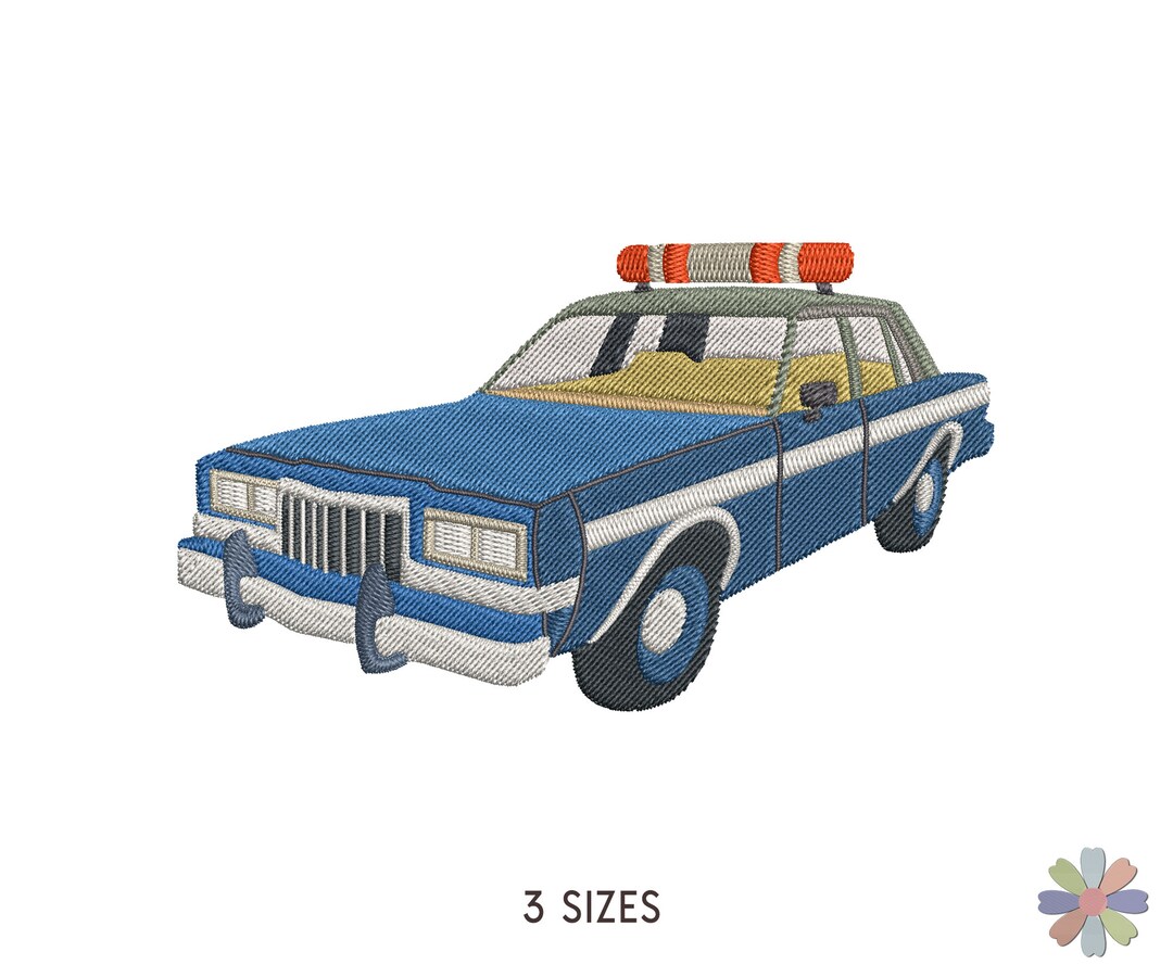 Police Old Patrol Car 1980s Embroidery Design. Machine Embroidery ...