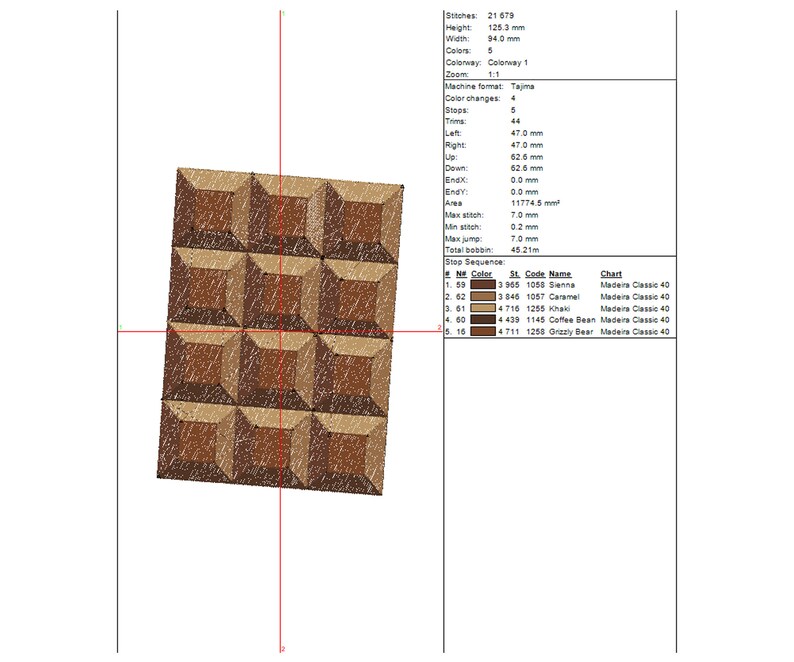 Milk Chocolate Slab Embroidery Design: Food Scene (multi Format Pattern ...