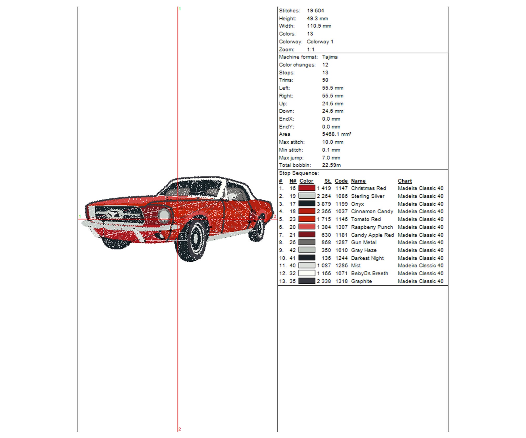 Retro Car Mustang Embroidery Design Onni. Machine Embroidery Pattern ...
