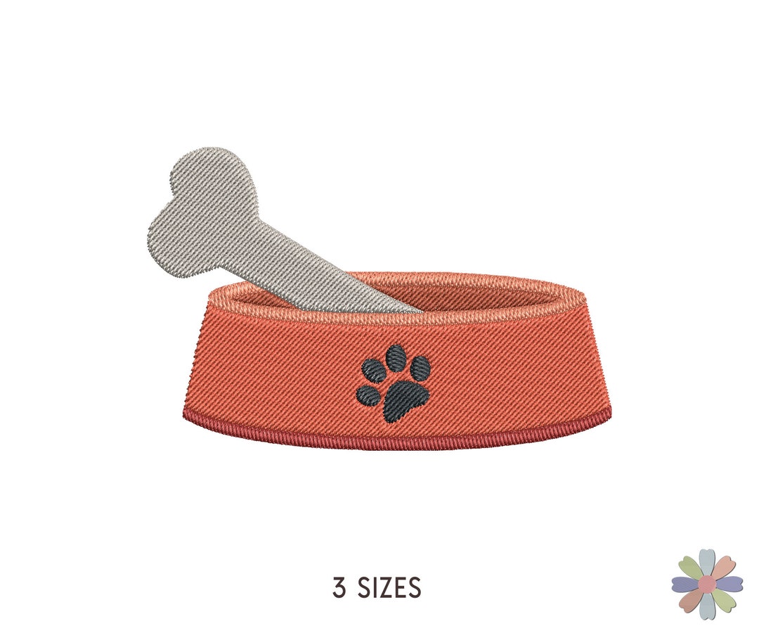 Dog Food Bowl With Bone Embroidery Design: Pet Scene (multi Format ...