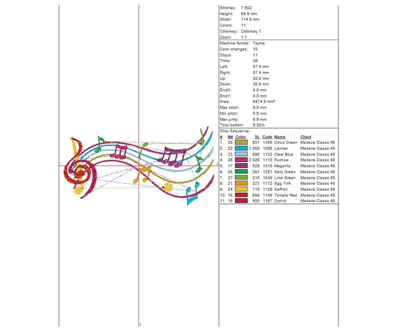 Treble Clef and Music Thirty Embroidery Pattern: Party Music Scene ...