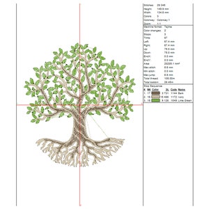 Tree of Life With Roots and Leaves Vali Embroidery Design. - Etsy