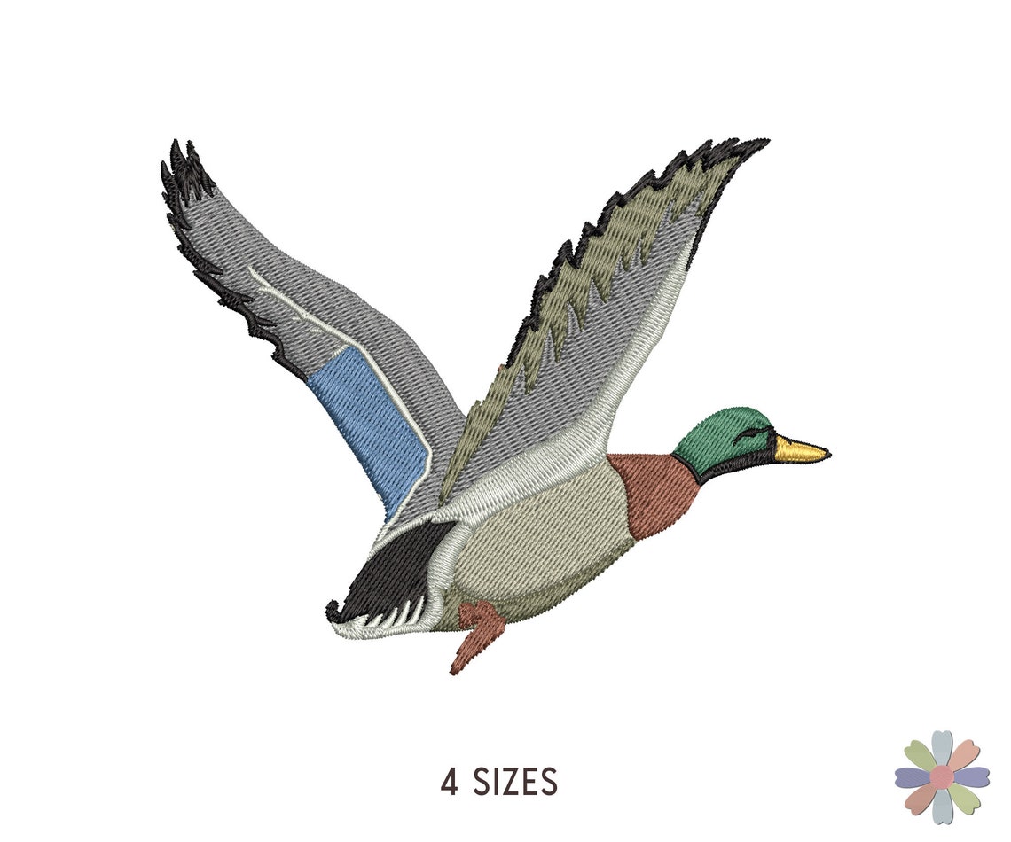 Flying Mallard Duck Twini Embroidery Design. Machine - Etsy