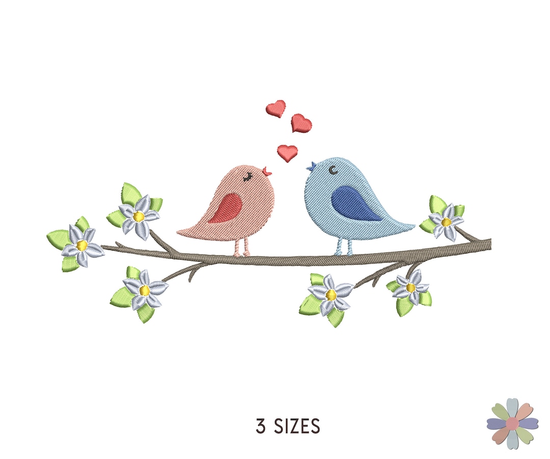 Love Birds on Tree Branch Embroidery Design: Wedding Scene (multi ...