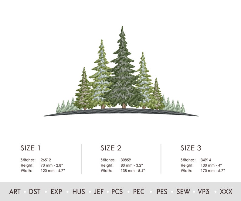 Evergreen Fir Trees Embroidery Design Onni. Machine Embroidery - Etsy