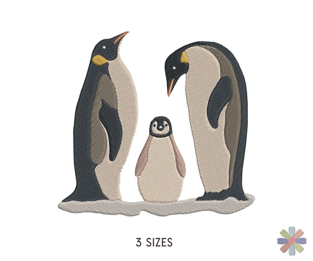 Emperor Penguins Family on Ice Embroidery Design: Birds Scene (multi ...