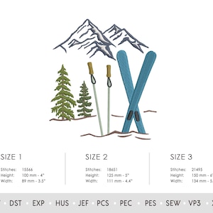Skiing in Mountains on Holidays Embroidery Design Onni. Machine ...