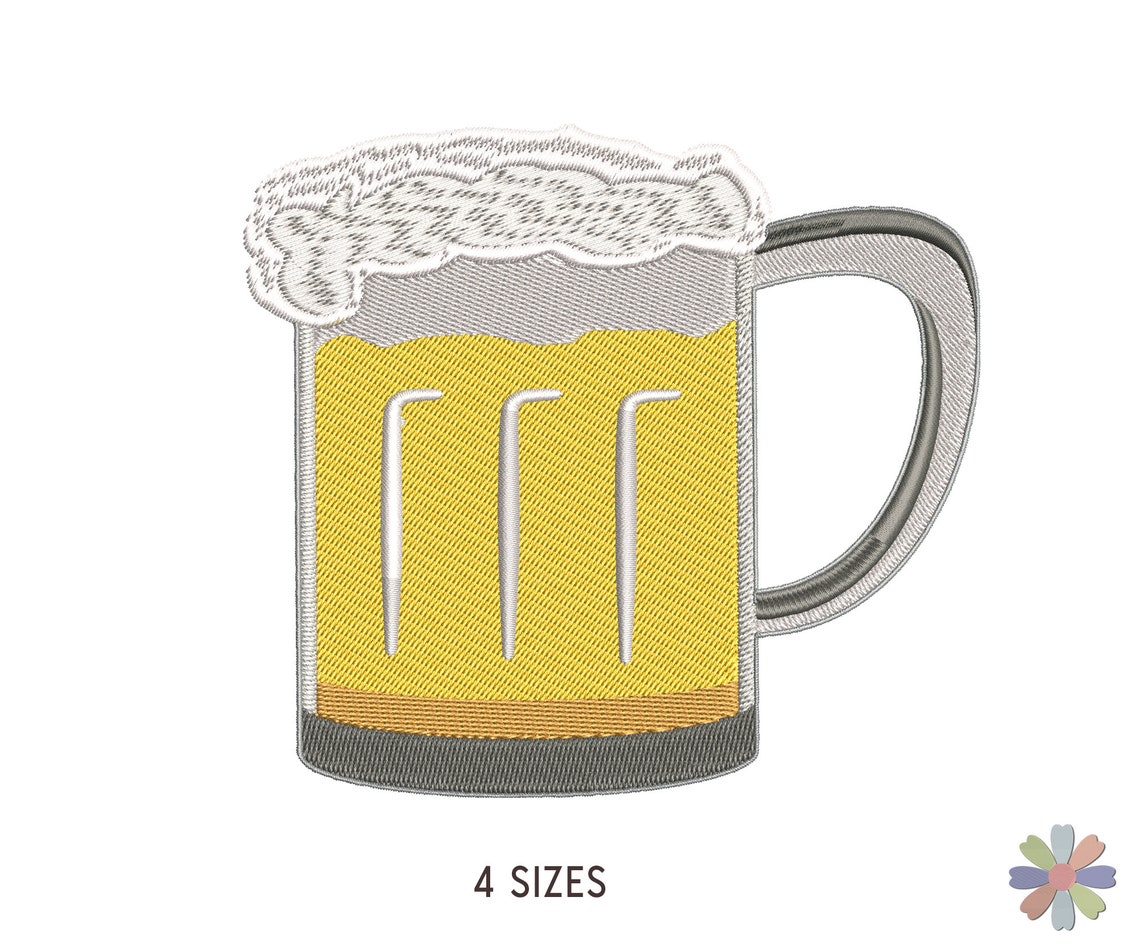 Beer Glass Embroidery Design Forti. Machine Embroidery Bear - Etsy