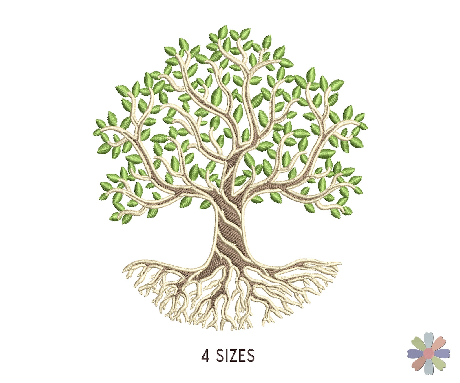 Tree of Life With Roots and Leaves Vali Embroidery Design. Machine ...
