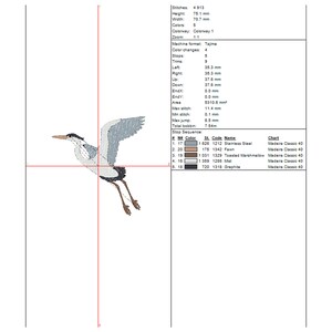 Flying Heron Embroidery Design Onni: Birds Scene (multi Format Pattern ...