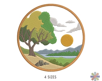 Lake Scene Machine Embroidery Design - Etsy