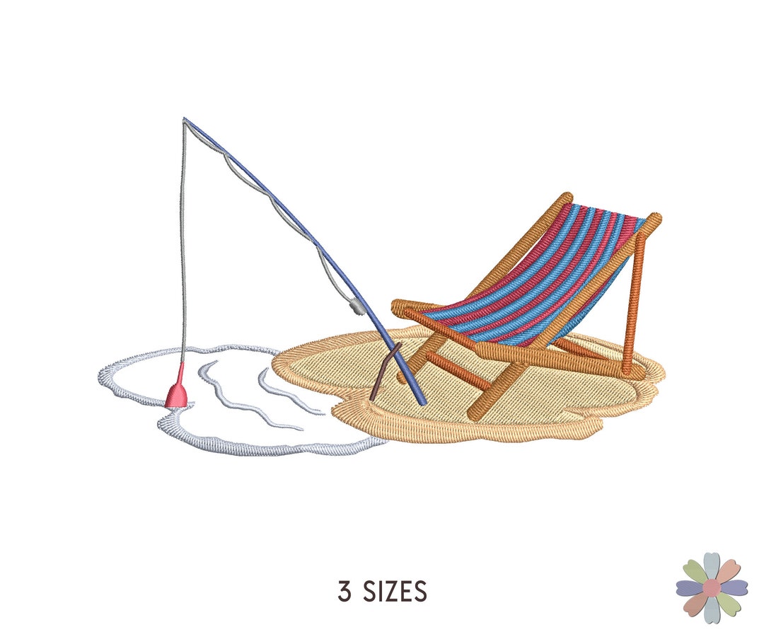 Fishing on Chair on River Embroidery Design. Machine Embroidery Pattern ...