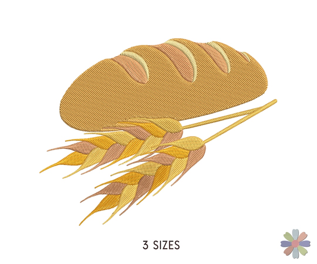 Bread Long Loaf With Rye Embroidery Design Twinni. Machine Embroidery ...
