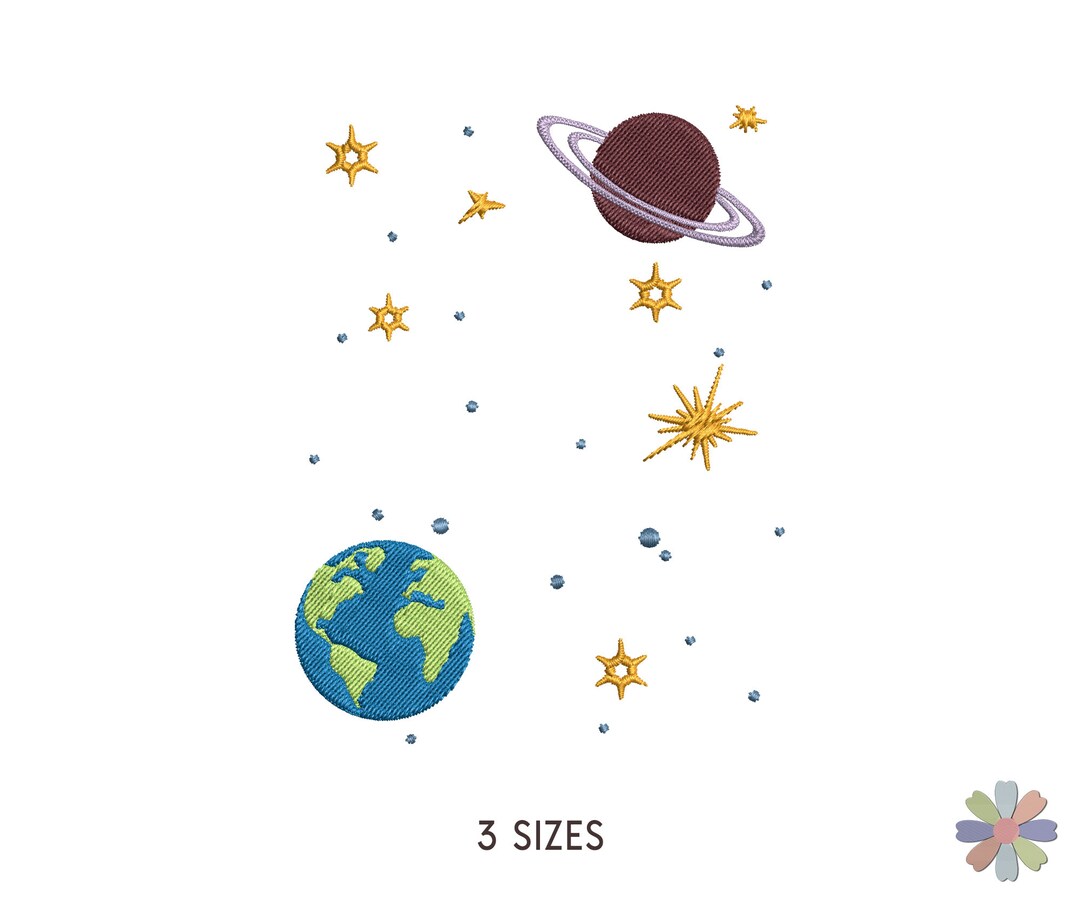 Earth Stars Planet Solar System Embroidery Design. Machine Embroidery ...