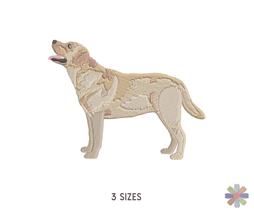 Labrador Retriever Dog Staying Embroidery Design: Pet Scene (multi ...