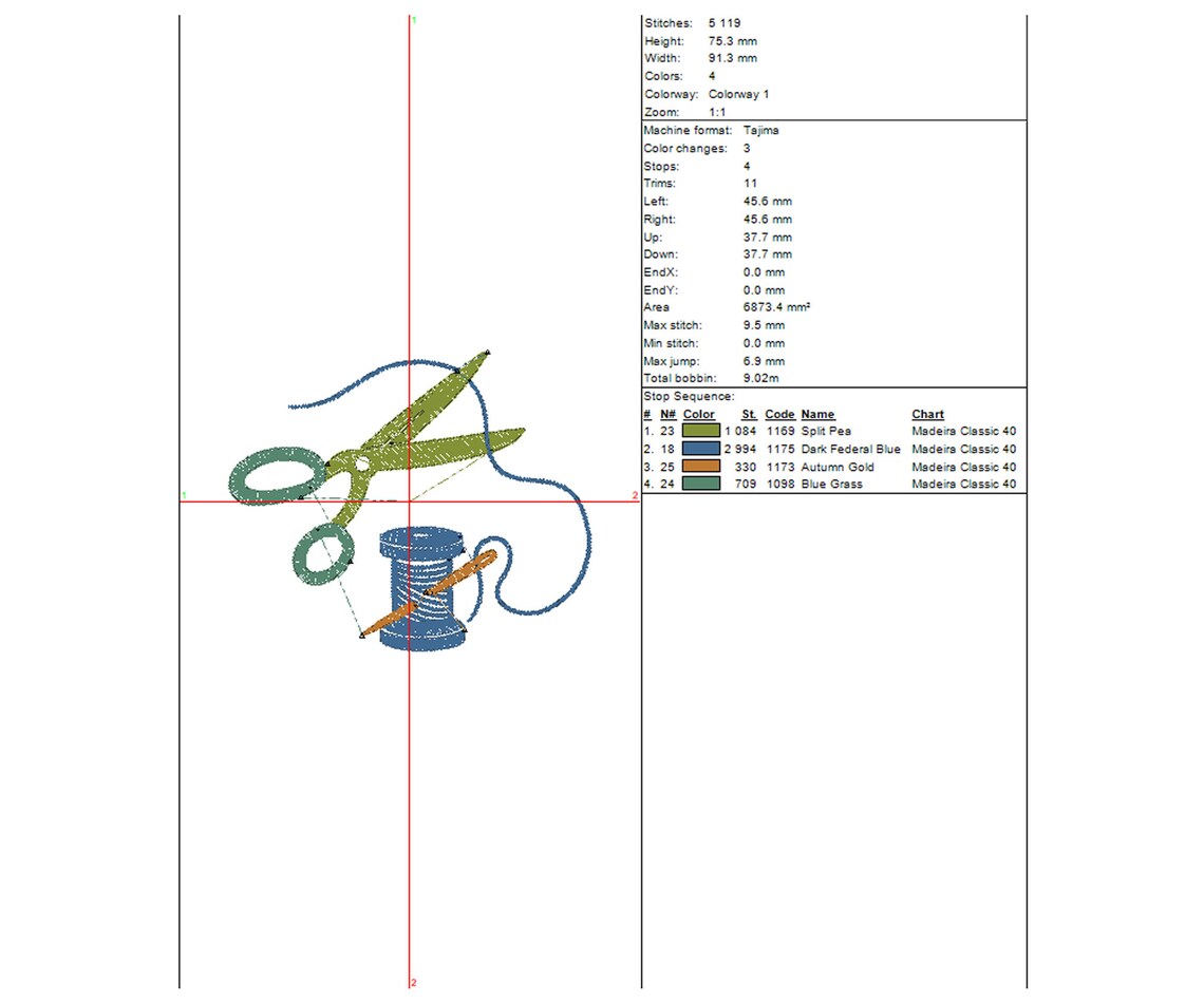 Scissors and Thread Spool Embroidery Design. Machine Embroidery Pattern ...
