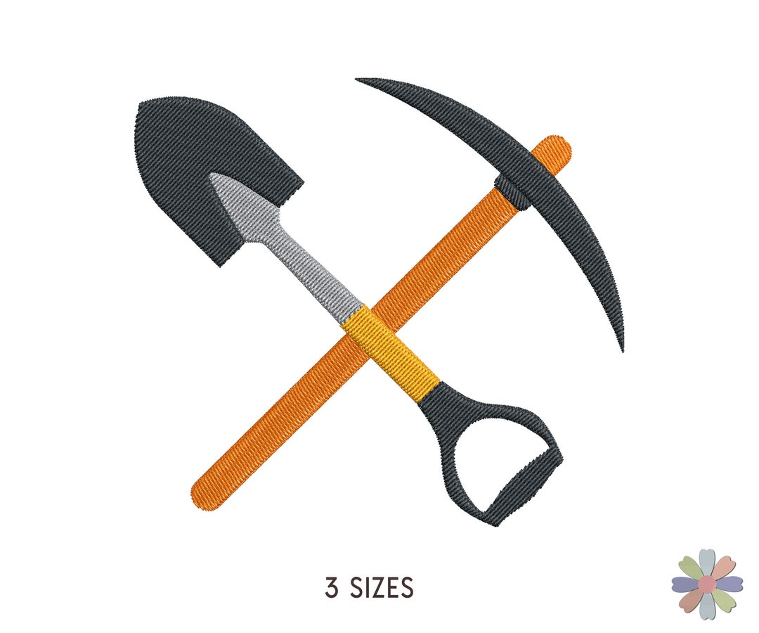 Coal Mining Tools Crossed Shovel and Pick Hammer Embroidery Design ...