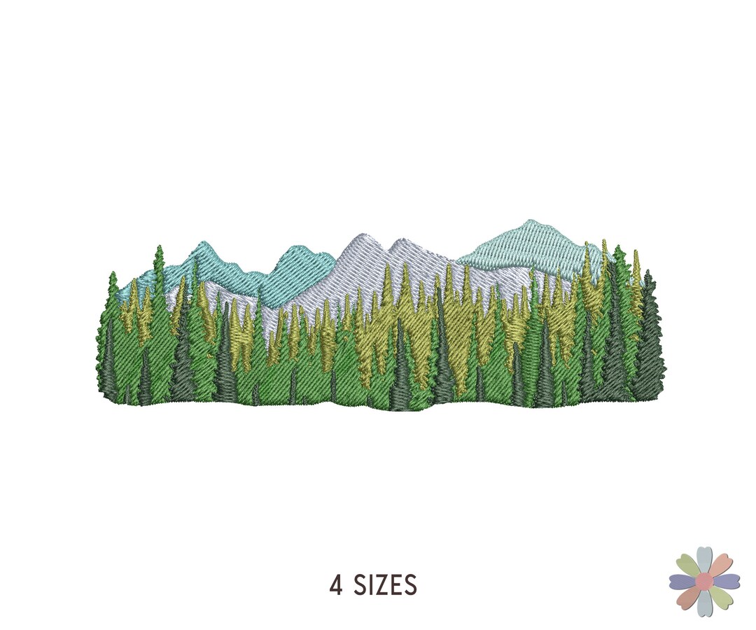 Mountains With Forest Embroidery Design. Machine Embroidery - Etsy