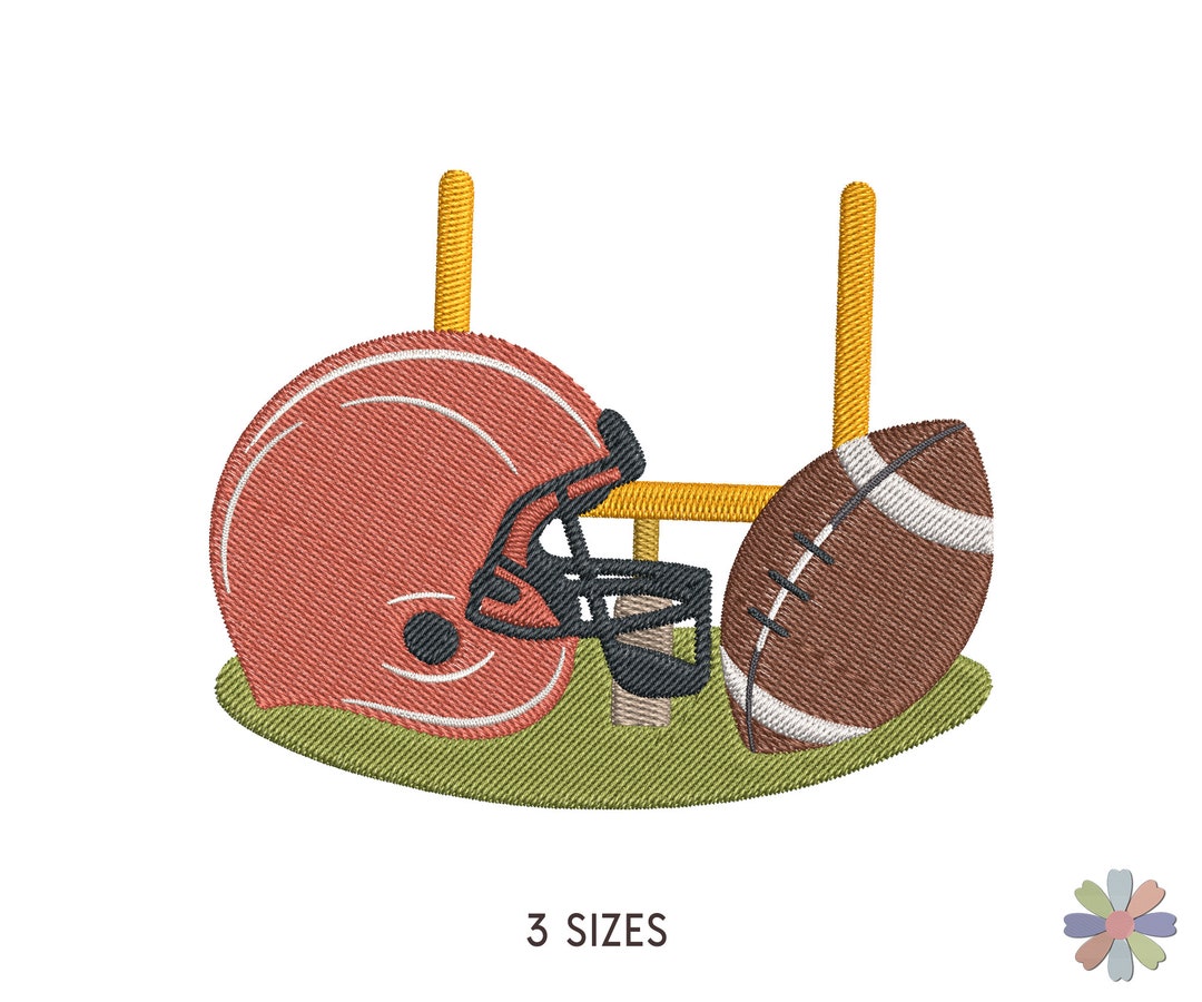 Football Helmet With Ball and Goal Embroidery Design. Machine ...