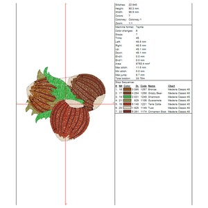 Hazel Tree Leaves and Hazelnut Embroidery Design Twinni. Machine ...