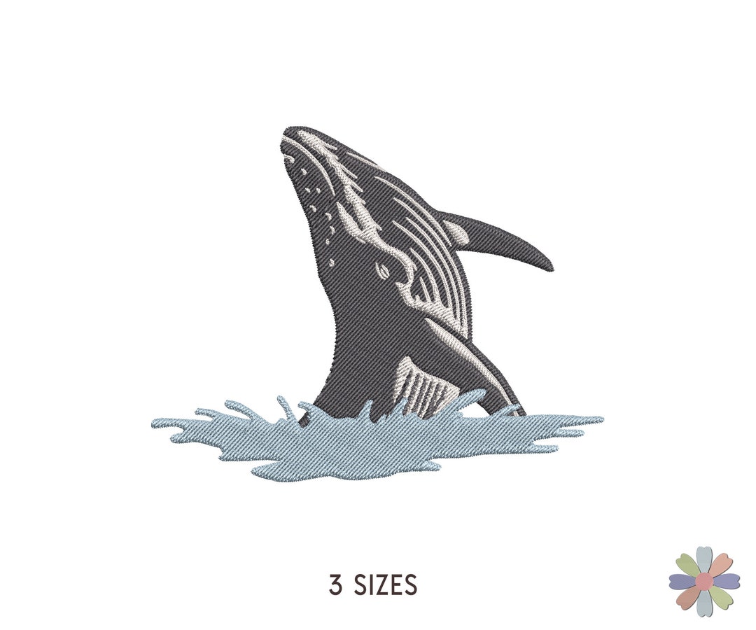 Humpback Whale Jumping at Ocean Embroidery Design. Machine Embroidery ...