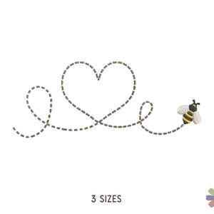 Bee and Heart Route Path Embroidery Design: Insects Scene (multi Format ...