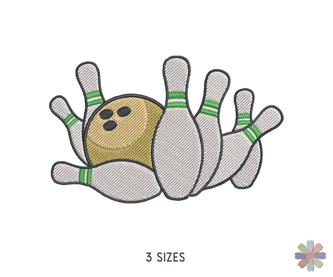 Play Bowling Embroidery Design Thorty. Machine Embroidery Sport Pattern ...